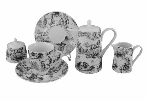 Чайный сервиз на 6 персон Rudolf Kampf "Пастораль, черный"