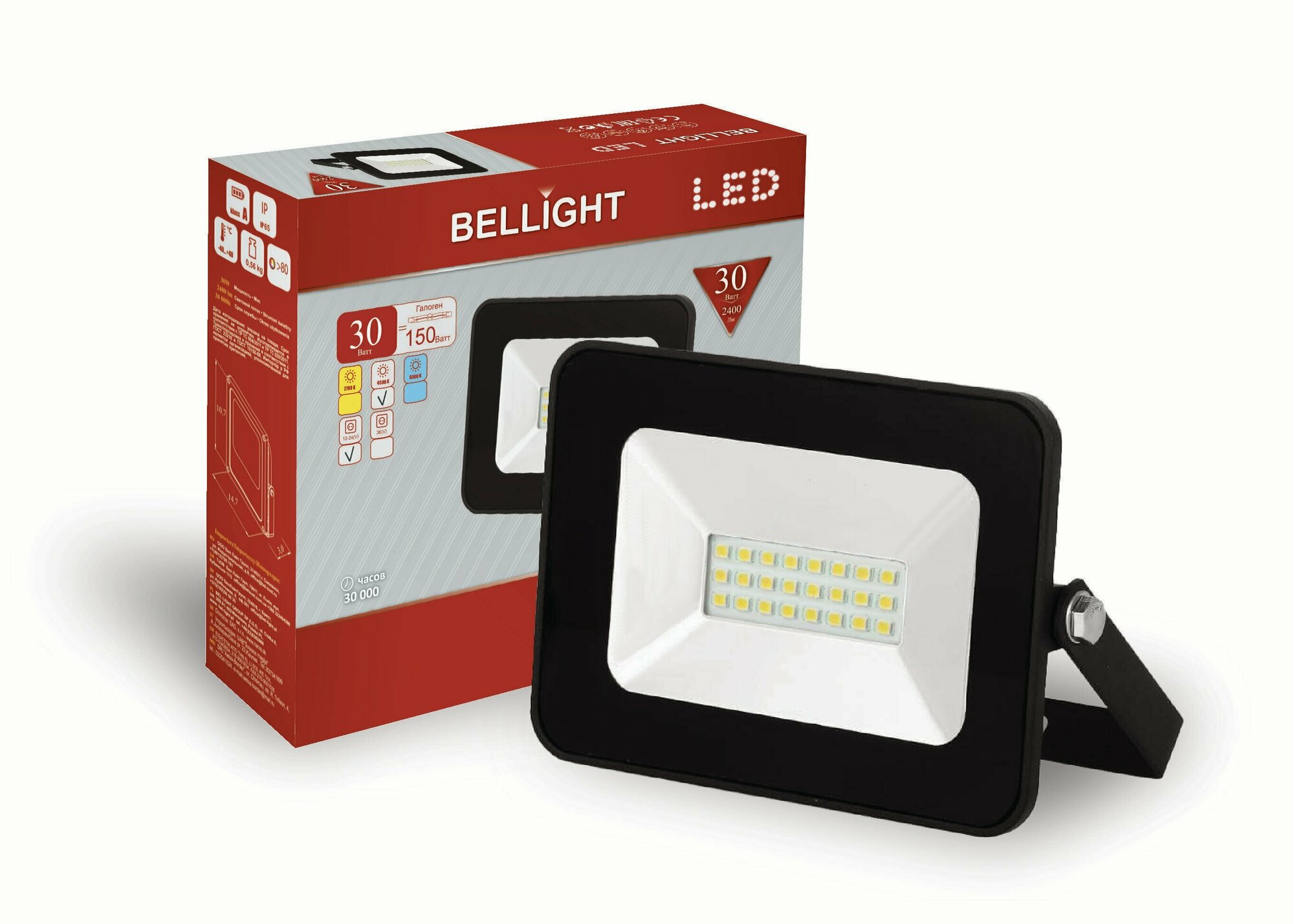 Прожектор светодиодный BL-LFL-2-30-12/24 slim, 2400 Lm 4500К, IP65, 1шт