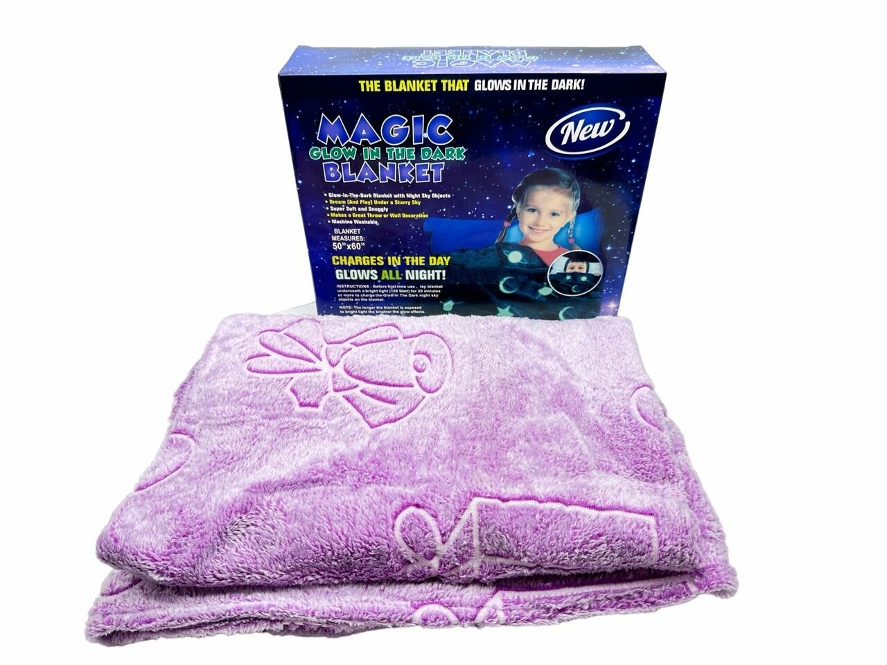 Детский светящийся в темноте плед Magic Blanket Glow in the Dark розовый