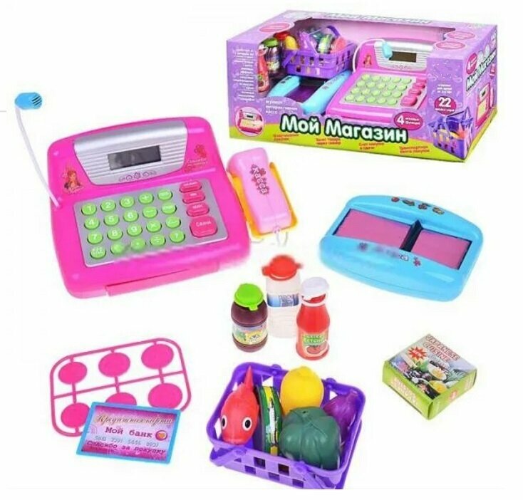 Развивающая игрушка Игровая интерактивная Касса Мой магазин, активный калькулятор