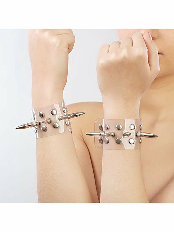 Наручники Sitabella 5058, пластик, ABS, универсальные, с шипами, прозрачные