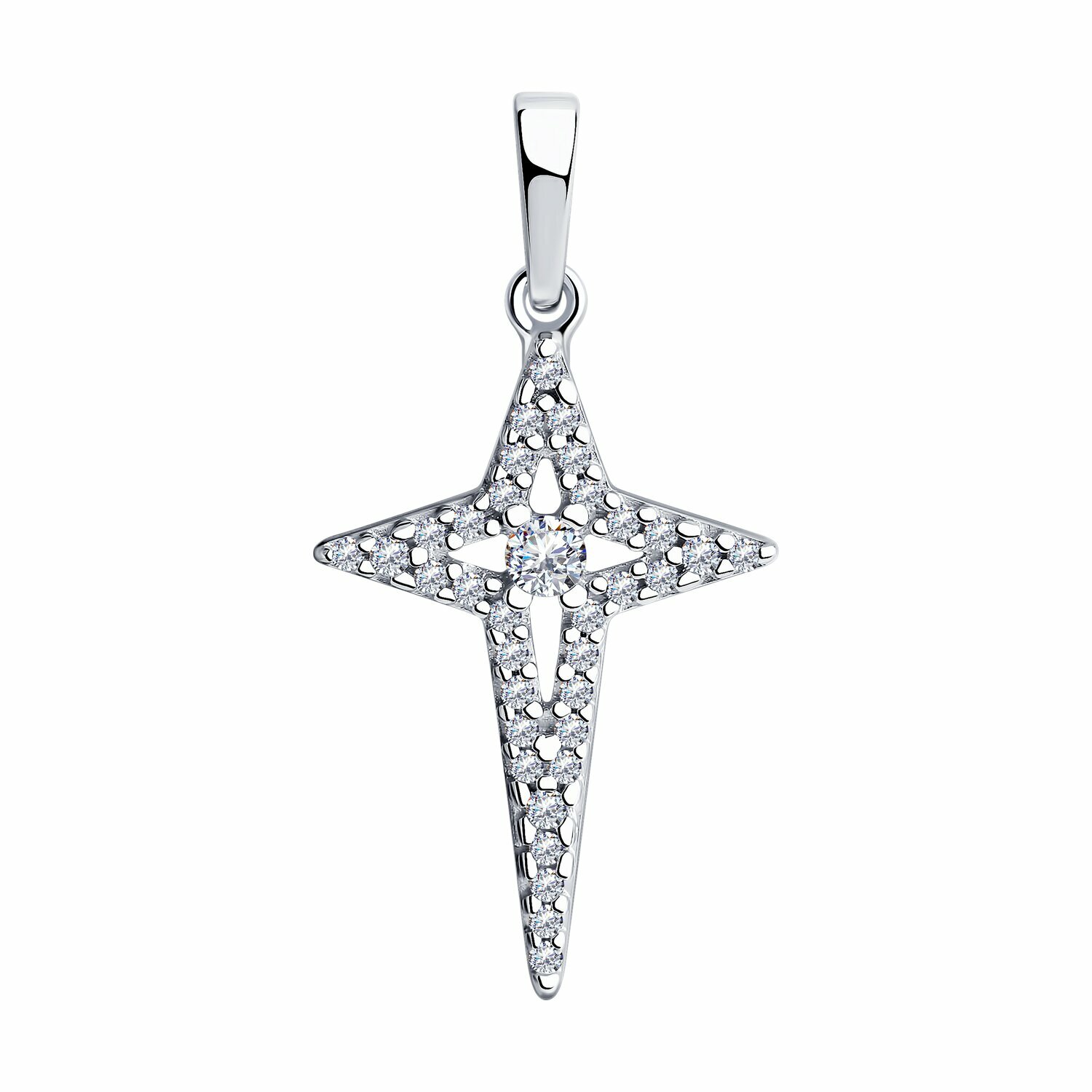 Подвеска, серебро, 925 проба, фианит