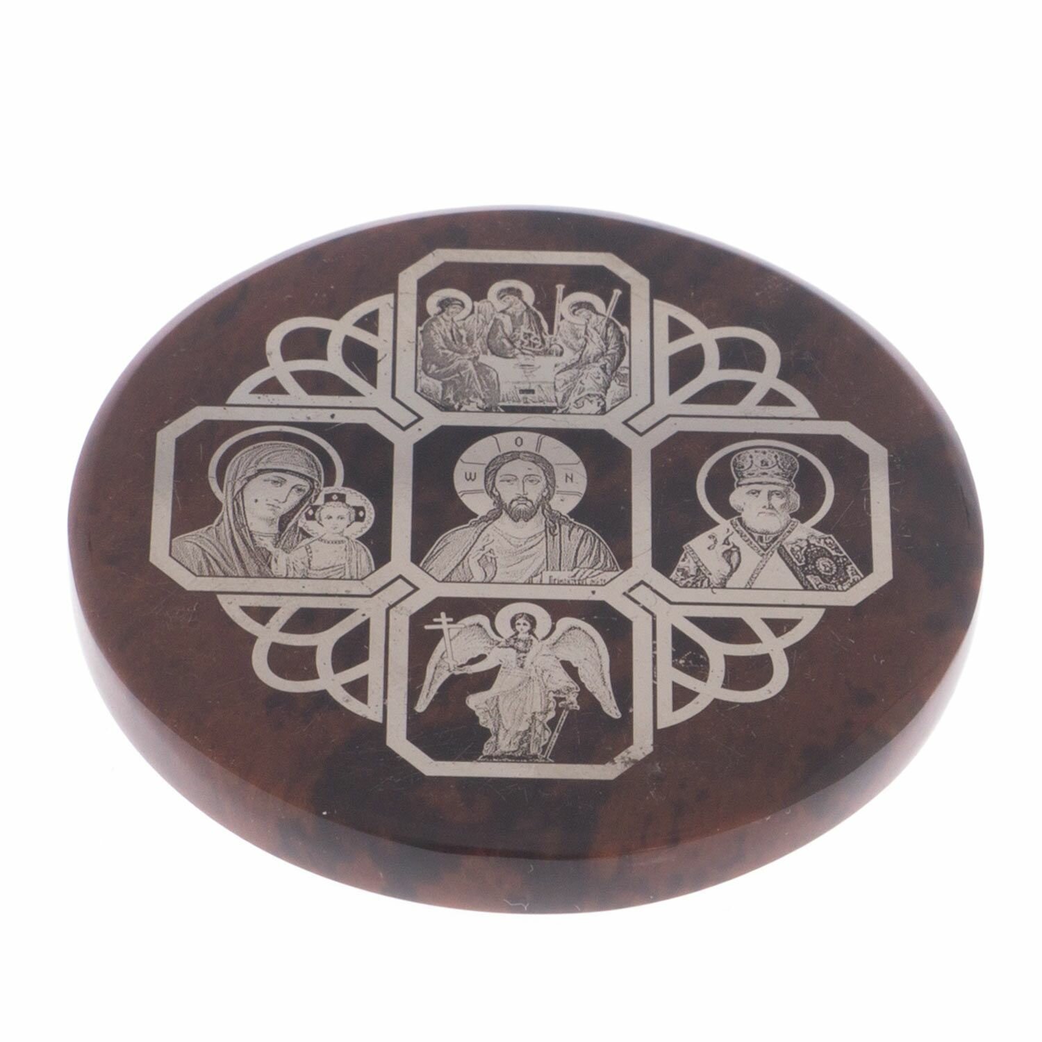 Икона в автомобиль "Иконостас" обсидиан коричневый 47 мм 122019