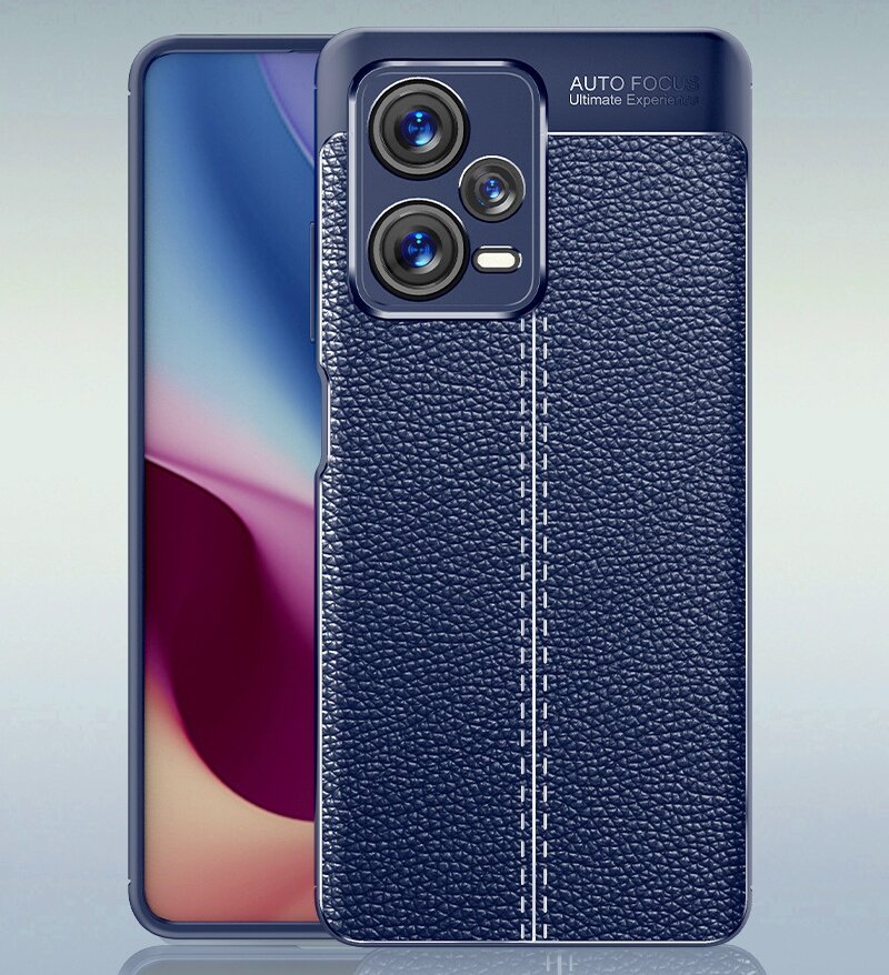 Чехол MyPads на Xiaomi Redmi Note 12 / Poco X5 из силикона с декоративным дизайном под кожу с тиснением синий