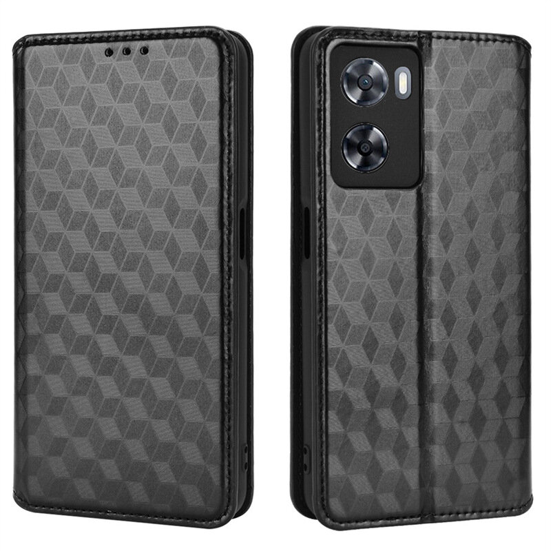 Чехол-книжка MyPads для OPPO A57s /OPPO A57 4G 2022/OPPO A77 4G 2022 из эко-кожи с 3d узором черный с магнитной крышкой