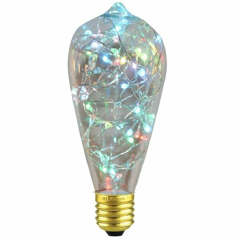 Лампа светодиодная LED E27 ST64 2Вт RGB свечение