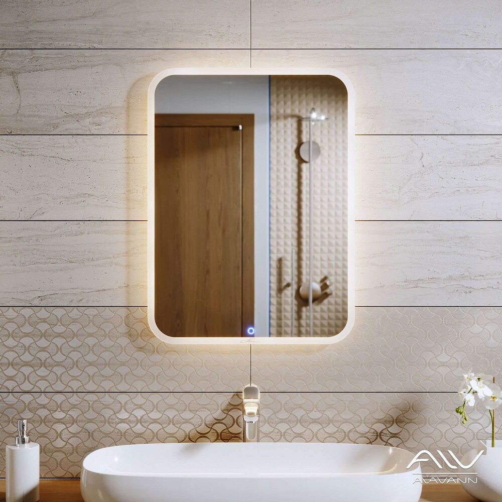 Зеркало Alavann Vanda-35 70 см с подсветкой, прямоугольное, белый