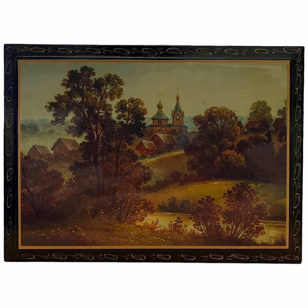 Шкатулка "Церковь", в стиле лаковой миниатюры, 2000-2010 гг, Россия