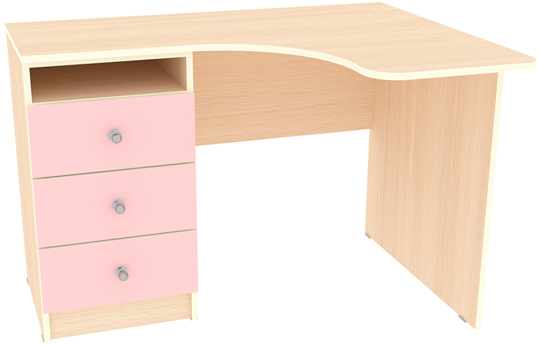 Стол письменный Кадет Дуб Молочный - Розовый