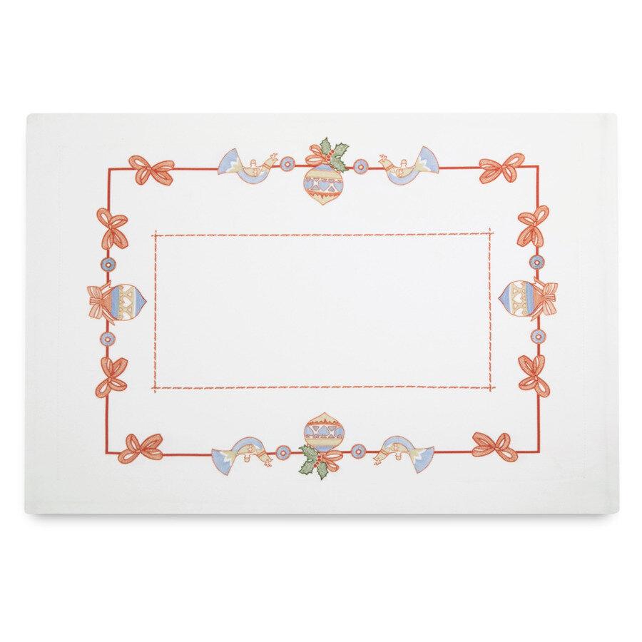 Набор салфеток подстановочных Mix&Match Home Новогодние игрушки 50х35 см, 2 шт, хлопок, белая