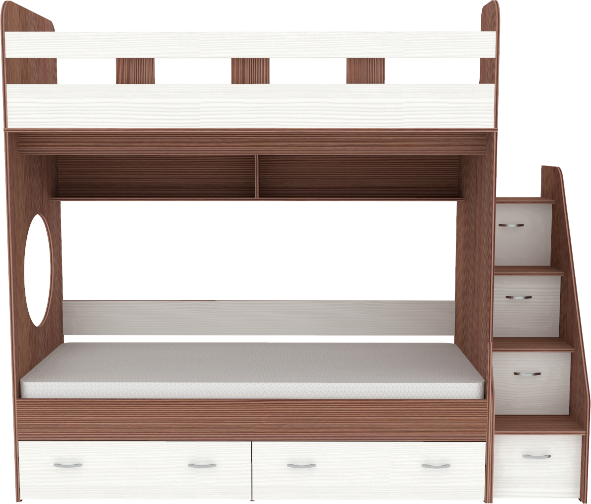 Двухъярусная кровать Юниор 1 80x190 Бодего Темный Белое Дерево