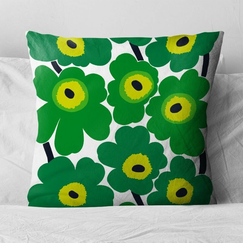 Чехол для подушки Зеленая ромашка велюр 40х40