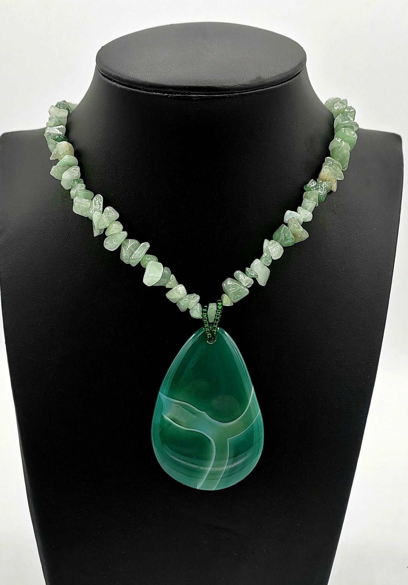 Колье, агат, нефрит