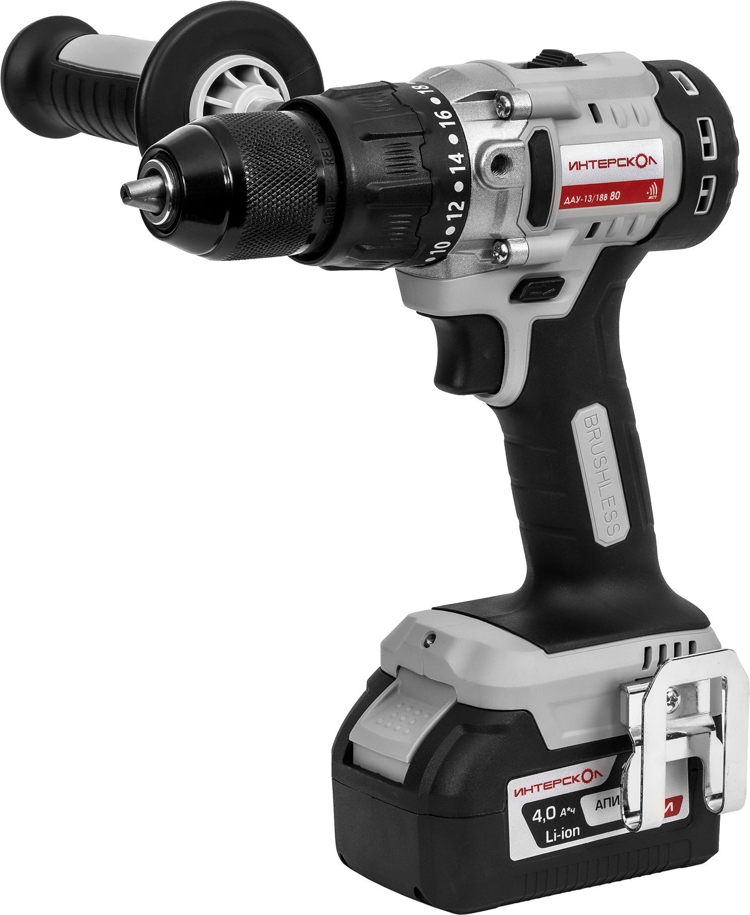 Дрель-шуруповерт аккумуляторная Интерскол ДАУ-13/18В 80 ударная АПИ 1 Li-ion 4Ач, З/У, кейс
