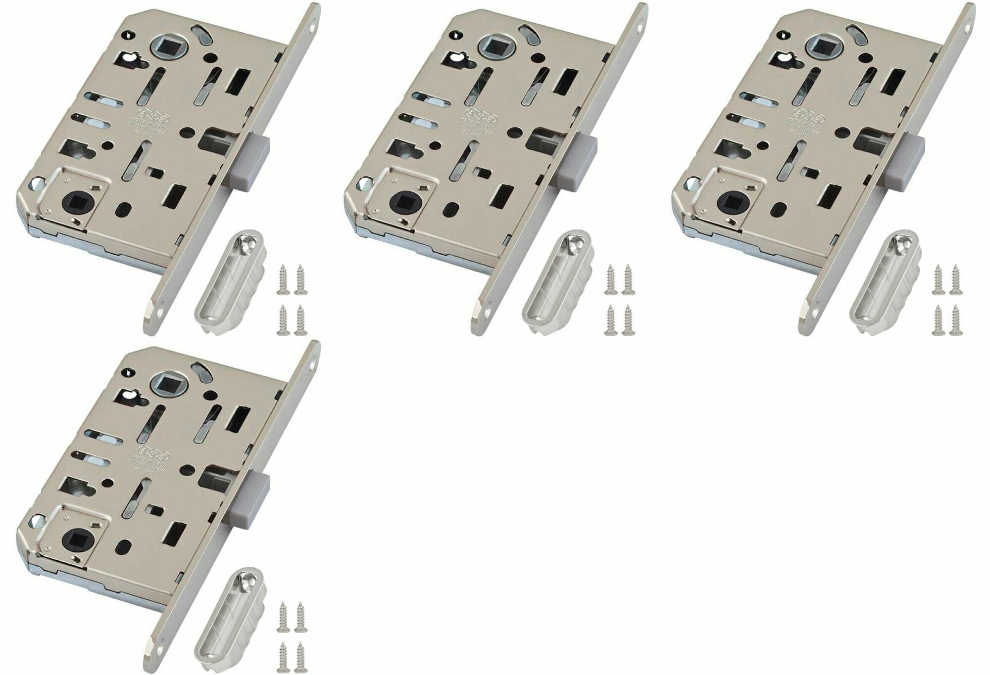 Замок межкомнатный магнитный AGB MEDIANA POLARIS B06102.50.06.567 WC бесшумный (никель) с ответной планкой (комплект 4 штуки)