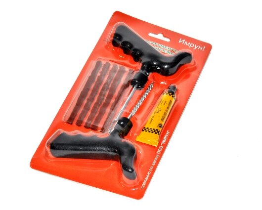 Набор для ремонта б/к шин (жгуты 5шт, шило, игла, клей-активатор)