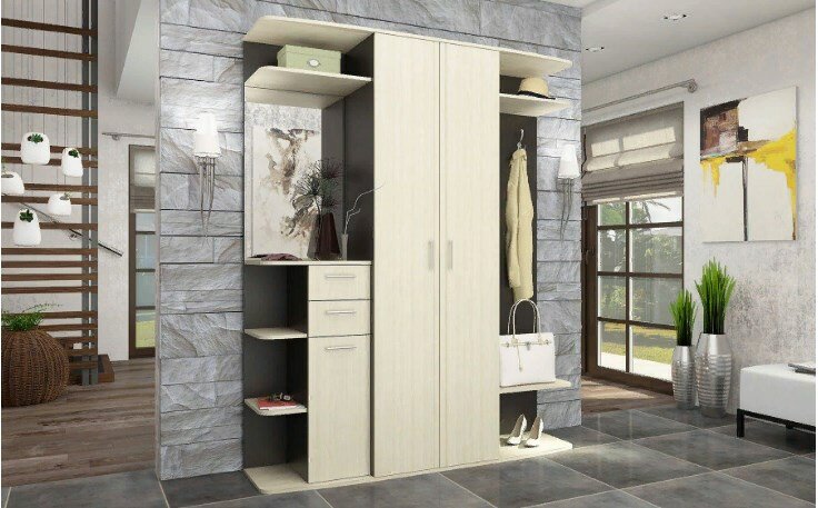 Прихожая Лофт-5, МФ-Купе, размер 170х41.5х207.5 Венге/Бодега белый