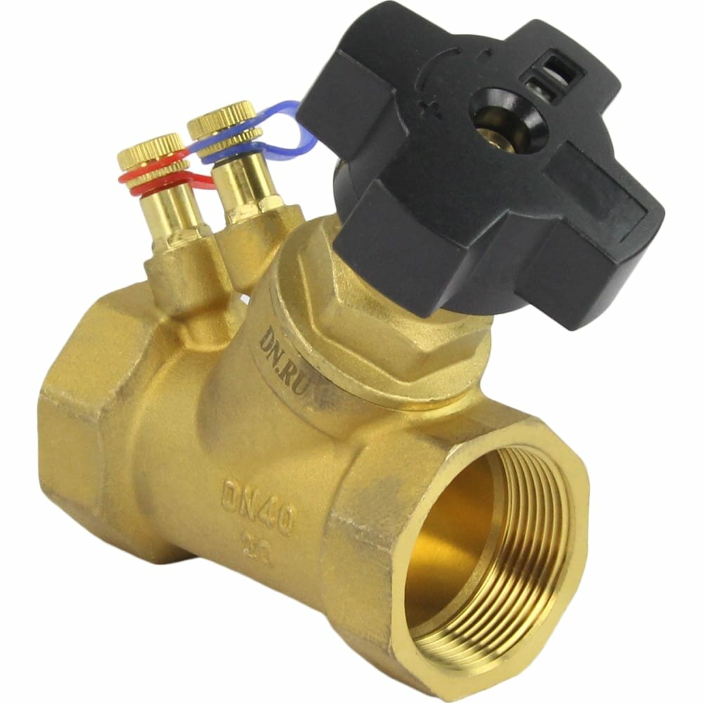 Балансировочный латунный клапан DN.ru кблр Ду40 Ру16, муфтовый D080-00509
