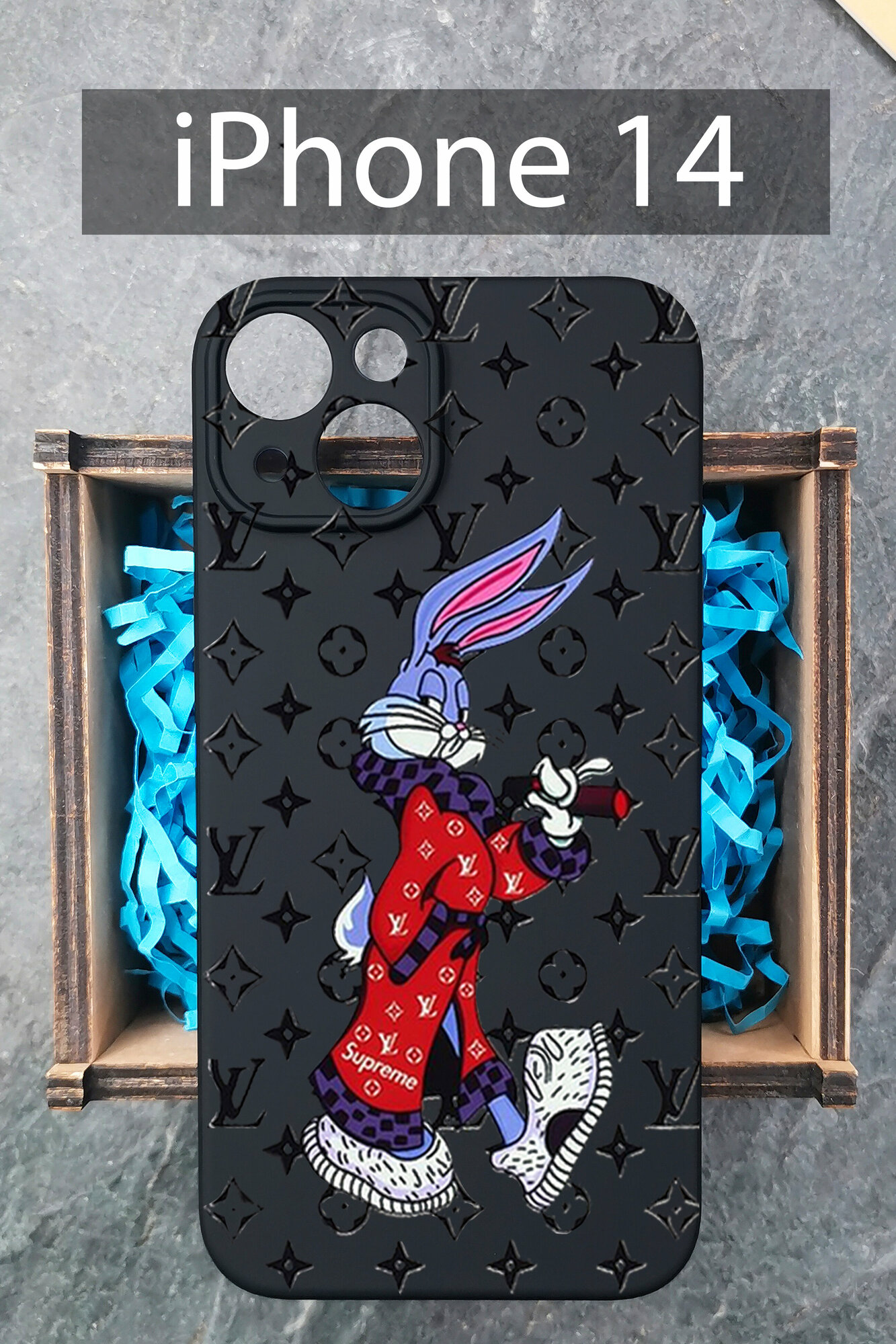 Силиконовый защитный чехол на iPhone 14 с принтом для Айфон 14