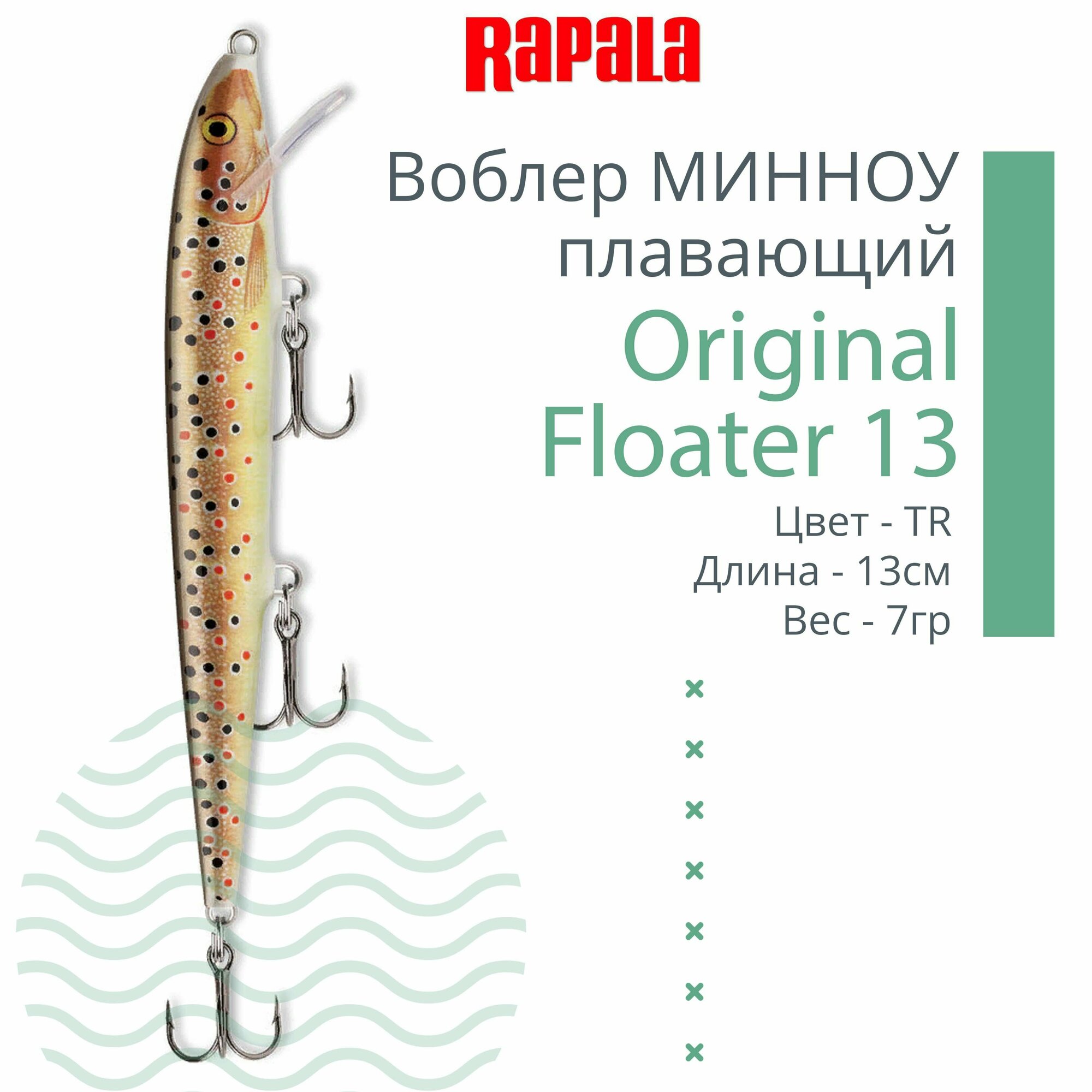 Воблер для рыбалки RAPALA Original Floater 13, 13см, 7гр, цвет TR, плавающий