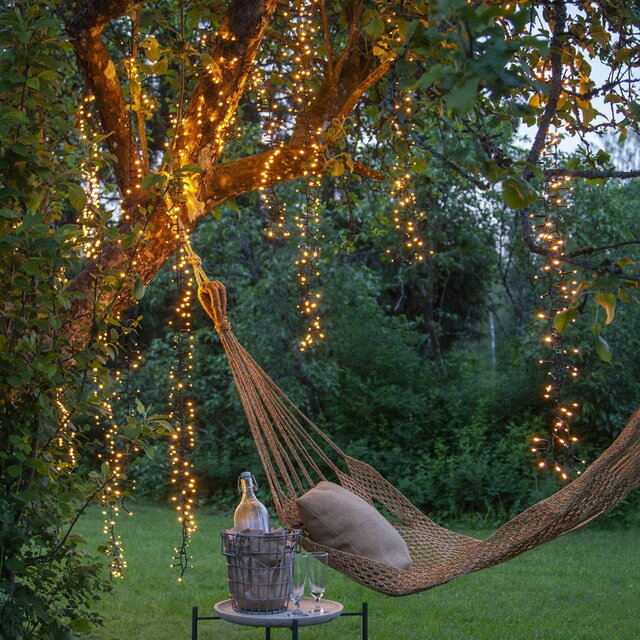 Гирлянда на дерево Каскад 80 см*18 шт, 576 теплых/экстра теплых LED ламп, черный ПВХ, IP44, Kaemingk, 493552