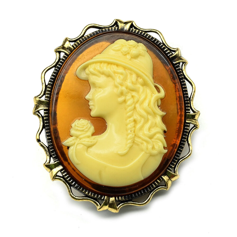 Брошь, янтарь