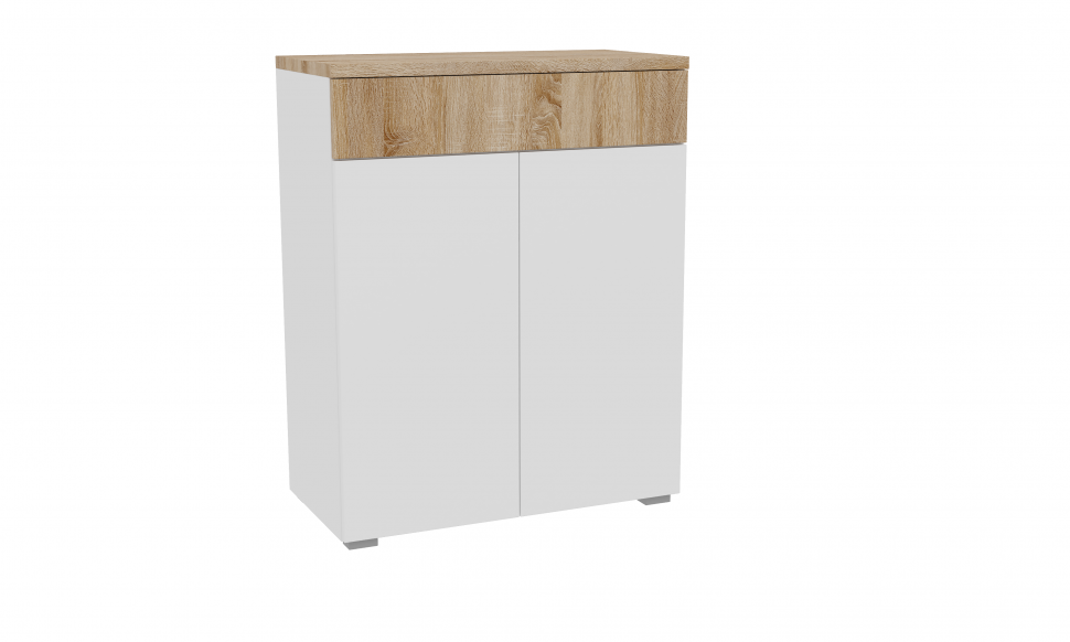 Комод Куба 1 ящик 2 дверцы 750-385-940 в цвете Белый/Дуб сонома