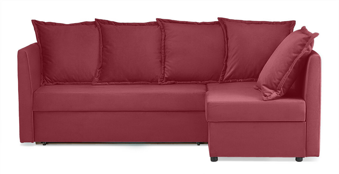 Диван угловой раскладной дельфин Хольмсунд, в цвете красный (Velutto 29)