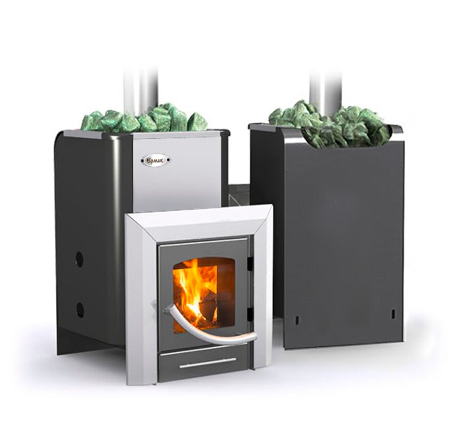 Банные печи Ермак Элит 20 ПС, нерж сталь, панорамное стекло, 20 квт