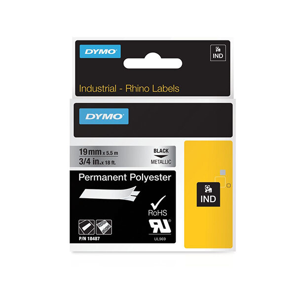 Полиэстеровая лента Dymo Rhino [18487/S0718200] (черный на металлике, 19 мм, длина 5.5 м)