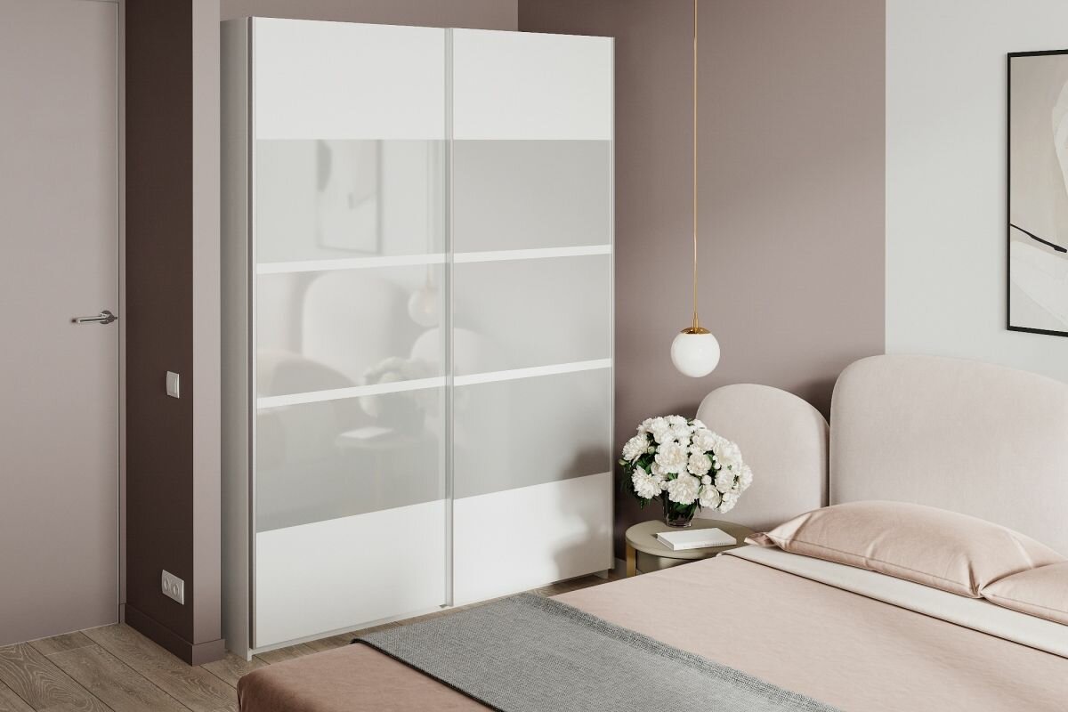 Шкаф-купе Реал-2 Белый для одежды двухдверный 180*240*55