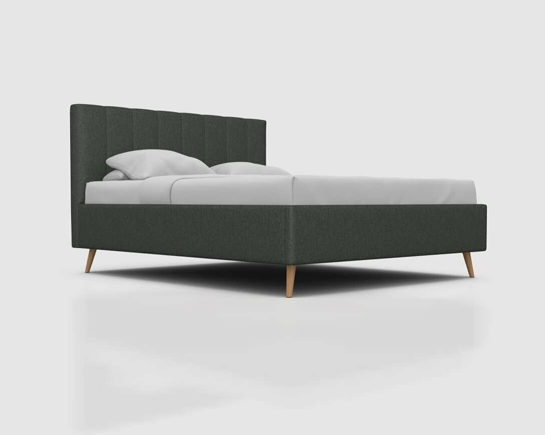 Двуспальная кровать 120х200, "York" с мягким изголовьем для дома, для спальни, ортопедическое основание. Рогожка Тёмно-серый (без подъёмного механизма) Bingo 25