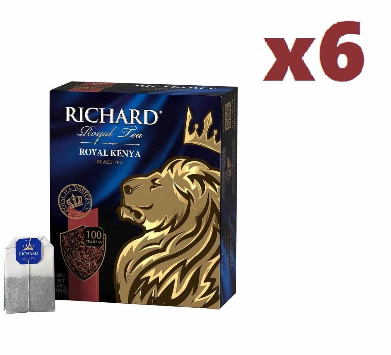 Чай черный в пакетиках Richard "Royal Kenya" 100 пакетиков 6 пачек