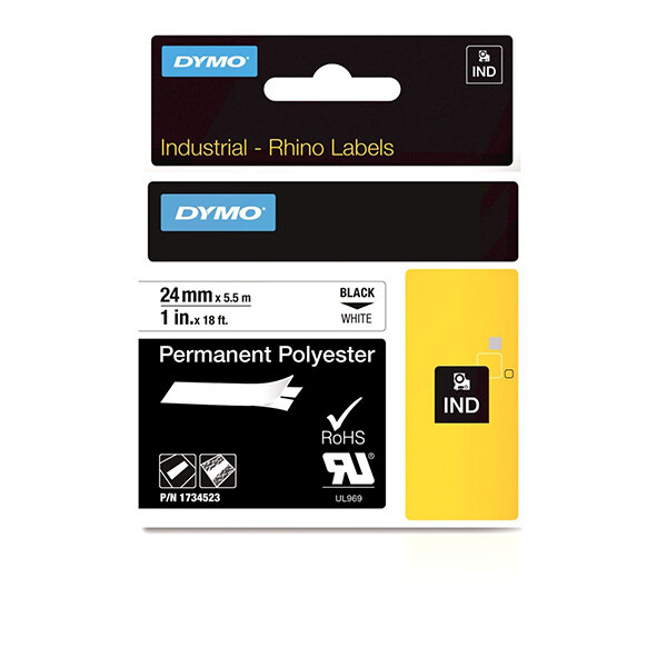 Полиэстеровая лента Dymo Rhino [1734523/S0773830] (черный на белом, 24 мм, длина 5.5 м)