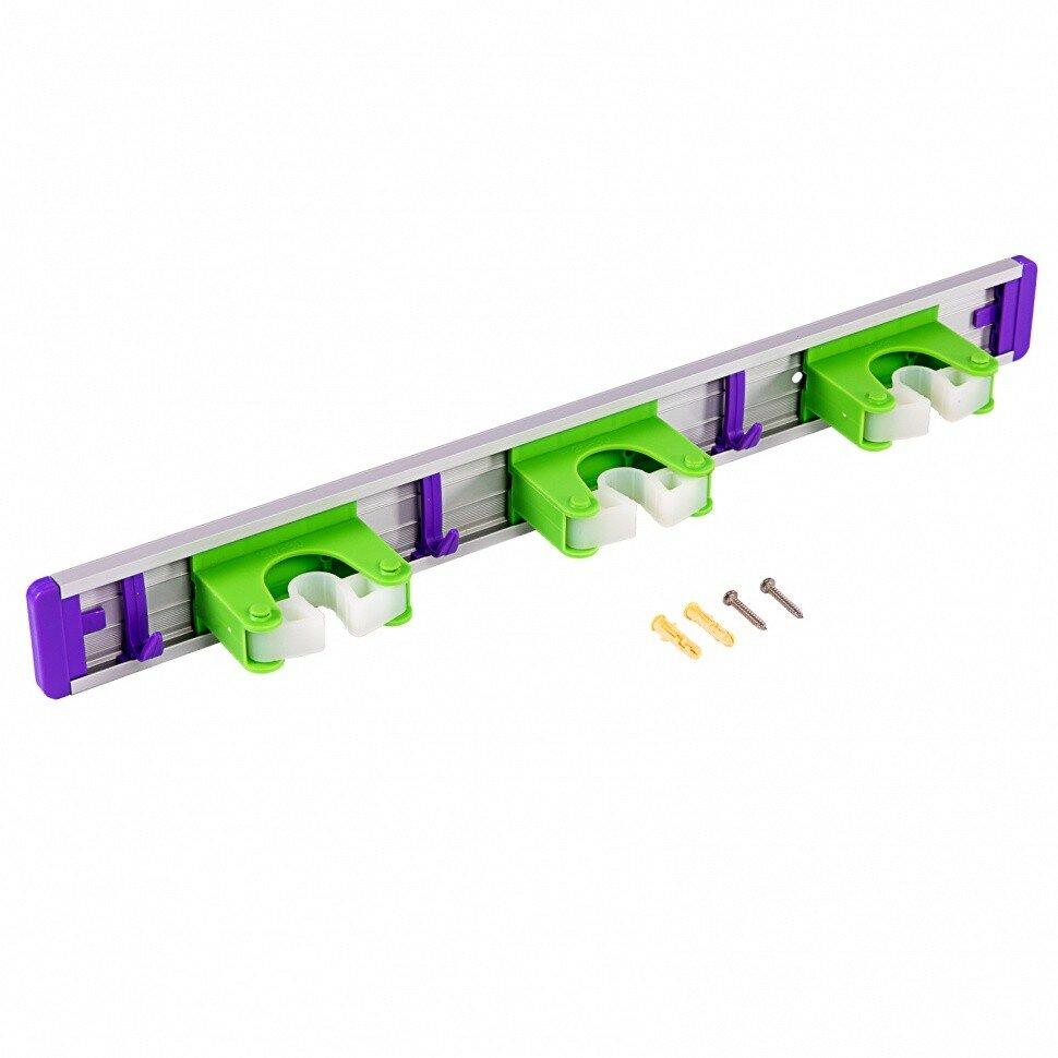 PALISAD Алюминиевый настенный держатель для садового инструмента, 3 ячейки, 3 крюка Palisad, ( 68303 )