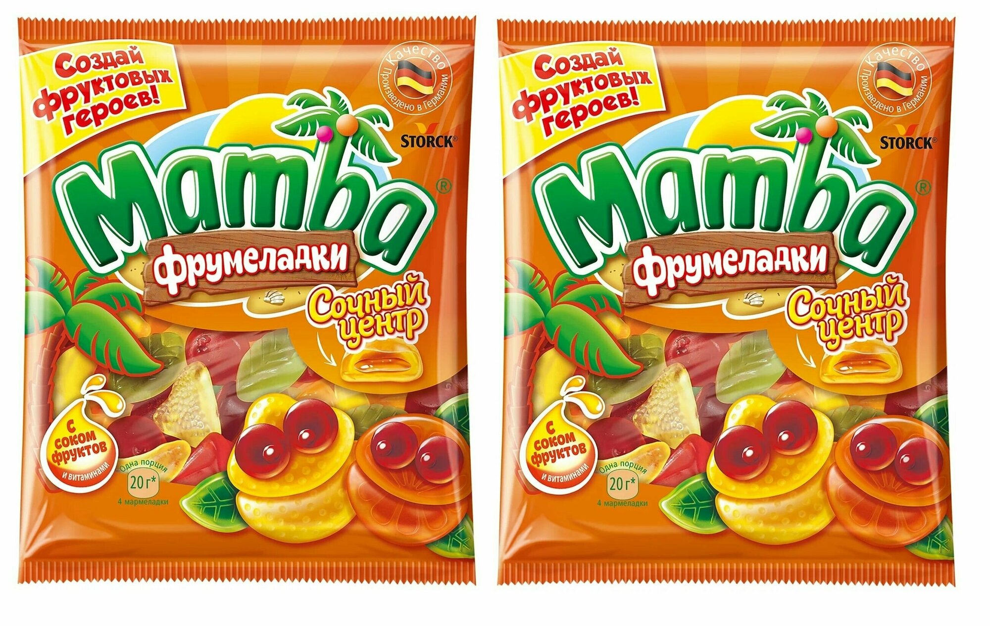 Мармелад жевательный, "Mamba", "Сочный центр", 140г 2 шт