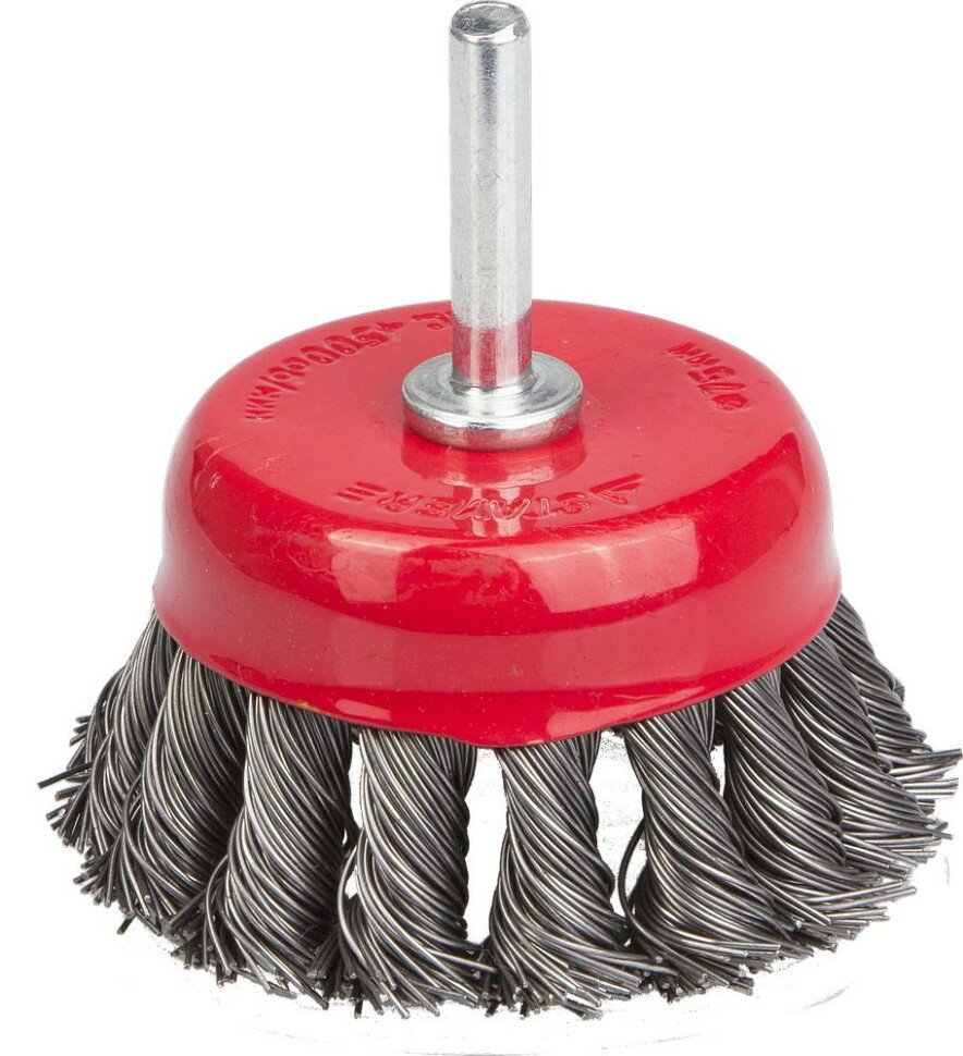STAYER "PROFESSIONAL". Щетка чашечная для дрели, жгутированная стальная проволока 0,5м, 75мм, ( 35118-075_z01 )