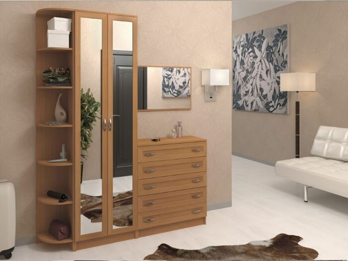 Прихожая Горизонт-9М Бук Бавария для одежды с зеркалом 170*220*36