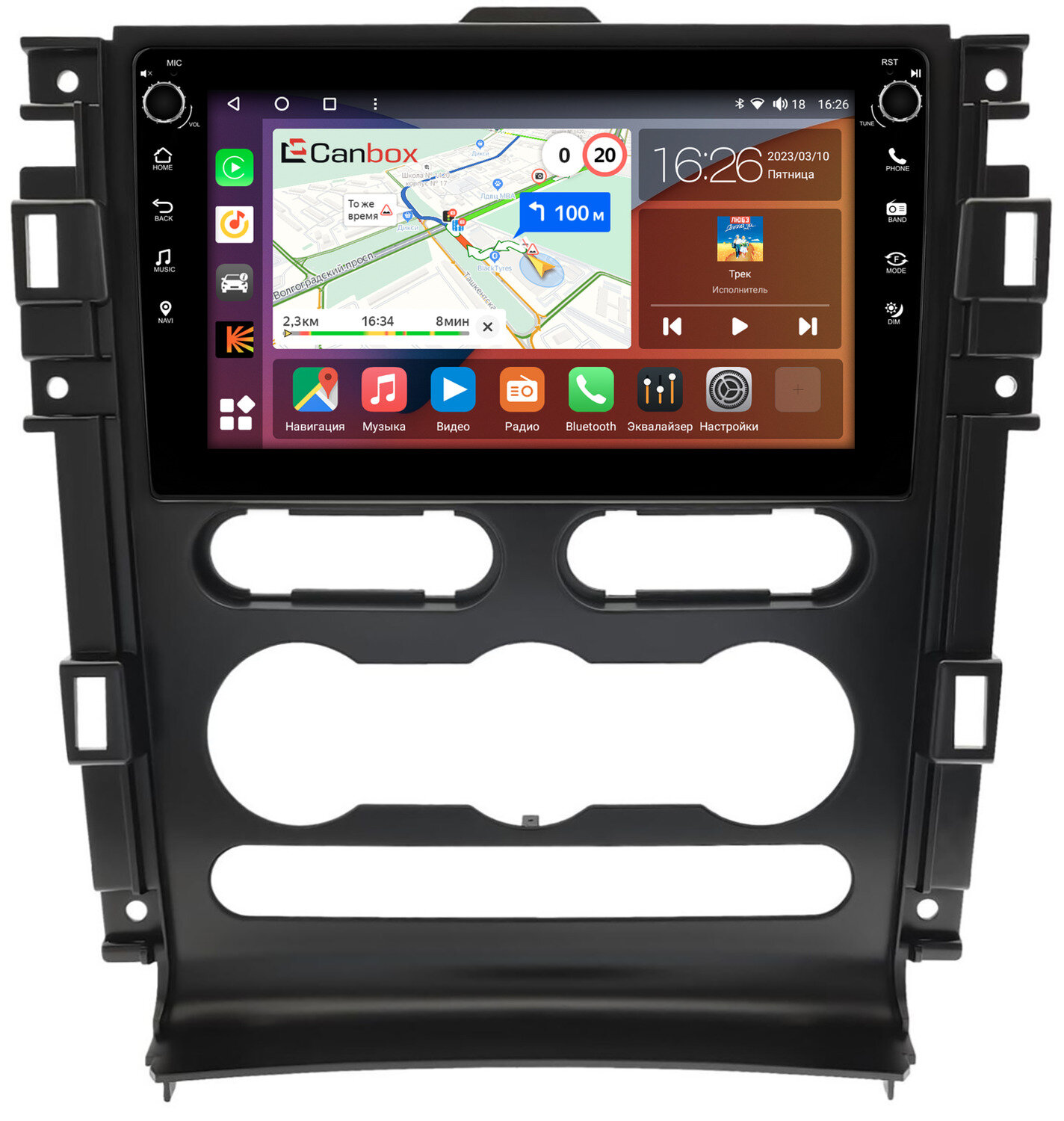 Штатная магнитола Ford Mustang 5 2004-2009 Canbox H-Line 7803-9-0185 на Android 10 (4G-SIM, 4/64, DSP, IPS) С крутилками