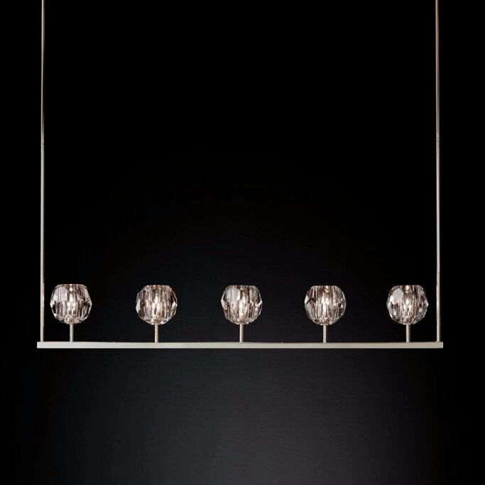 Люстра RH Boule De Cristal Linear Chandelier 5 Nickel