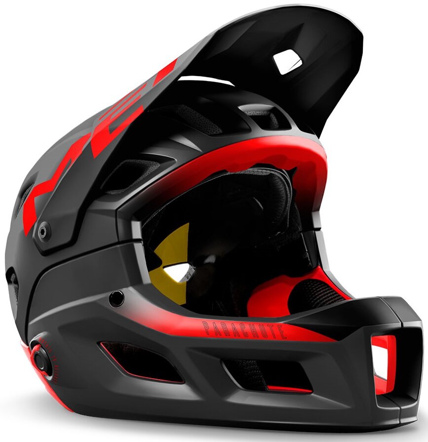 Велошлем Met Parachute MCR MIPS Helmet (3HM120), цвет Чёрный/Красный, размер шлема M (56-58 см)