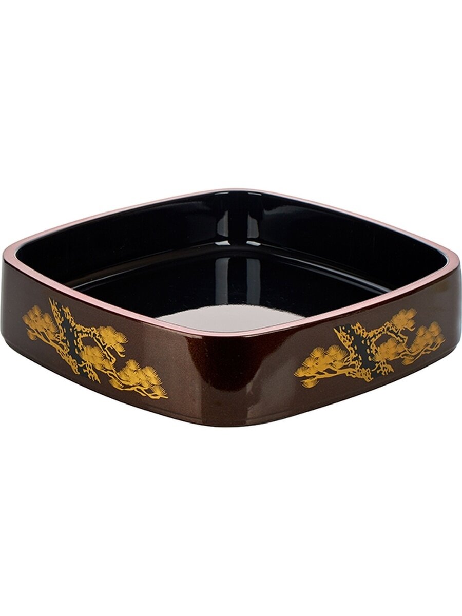 Блюдо для суши; пластик; 7-29-29 мм; коричневый, золотой