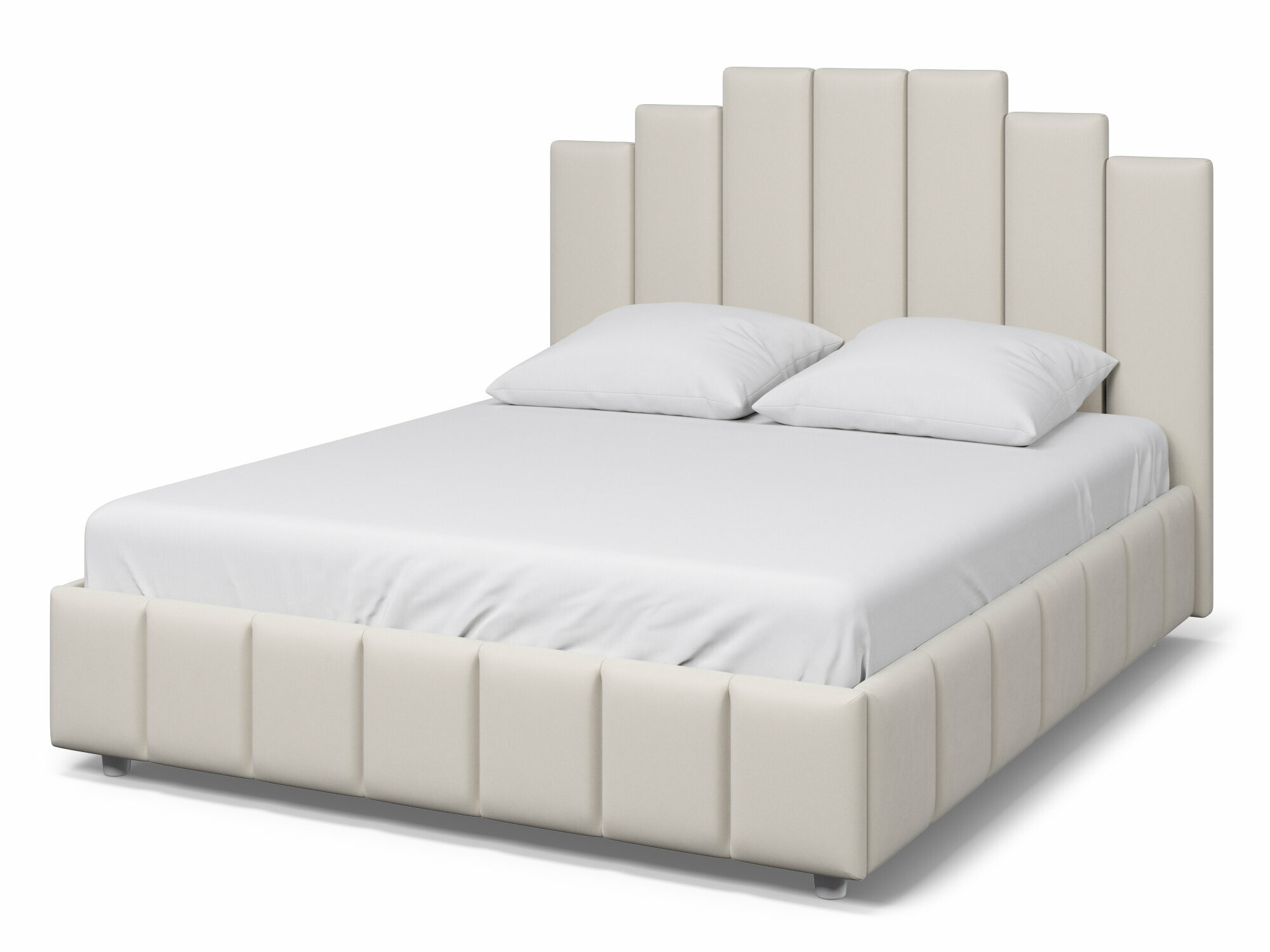 Двуспальная кровать 120х200, "ARTI" с мягким изголовьем для дома, для спальни, ортопедическое основание. Велюр Белый (без подъёмного механизма) Teddy 001