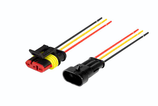 Разъем 3-конт. х1,5мм с проводом 0,50мм кв. герметичный IP66/67, с защелкой (Автоэлектроника)