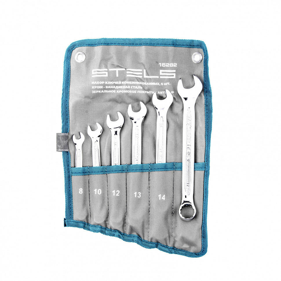 STELS Набор ключей комбинированных 6 шт, 8-17 мм, антислип Stels, ( 15282 )