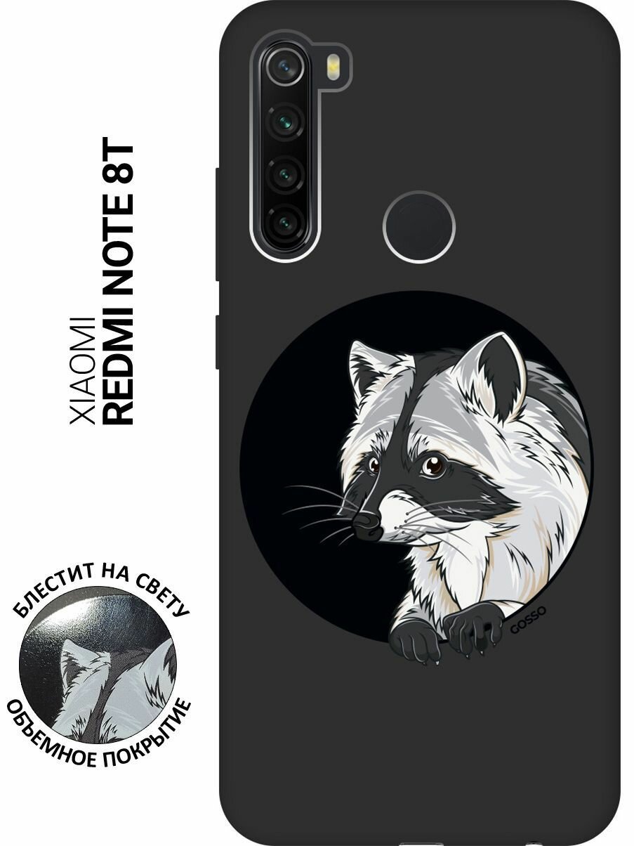 Матовый Soft Touch силиконовый чехол на Xiaomi Redmi Note 8T, Сяоми Редми Ноут 8Т с 3D принтом "Raccon in a Hollow" черный