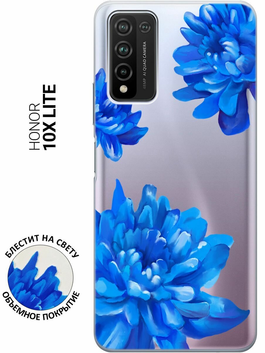 Силиконовый чехол на Honor 10x Lite, Хонор 10Х Лайт с 3D принтом "Amazing Asters" прозрачный
