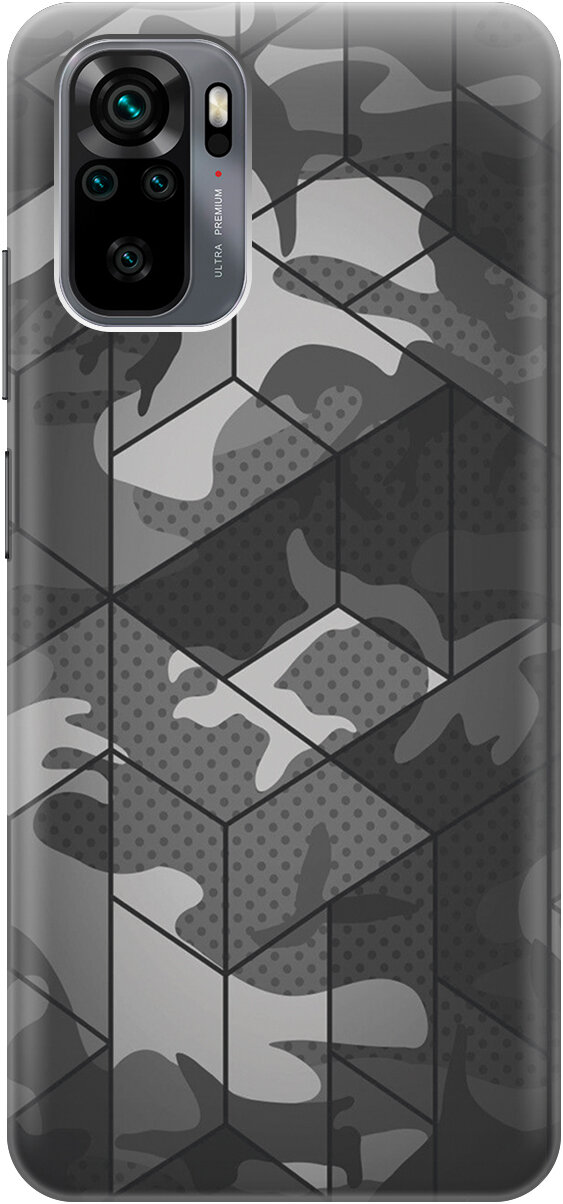 Силиконовый чехол на Xiaomi Redmi Note 10, Note 10S, Сяоми Редми Ноут 10, Ноут 10С с принтом "Камуфляжная геометрия"