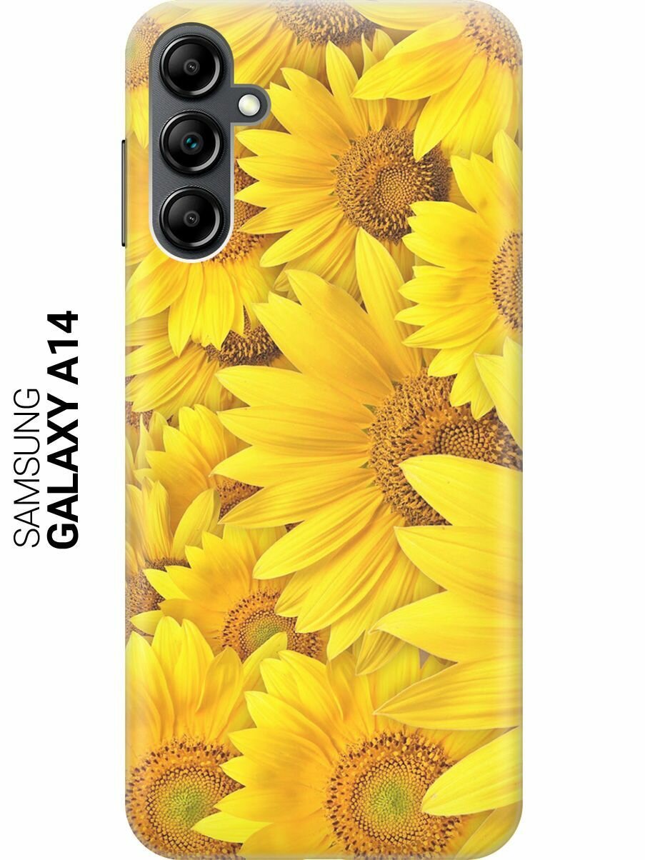 Силиконовый чехол на Samsung Galaxy A14, Самсунг А14 с принтом "Море подсолнухов"