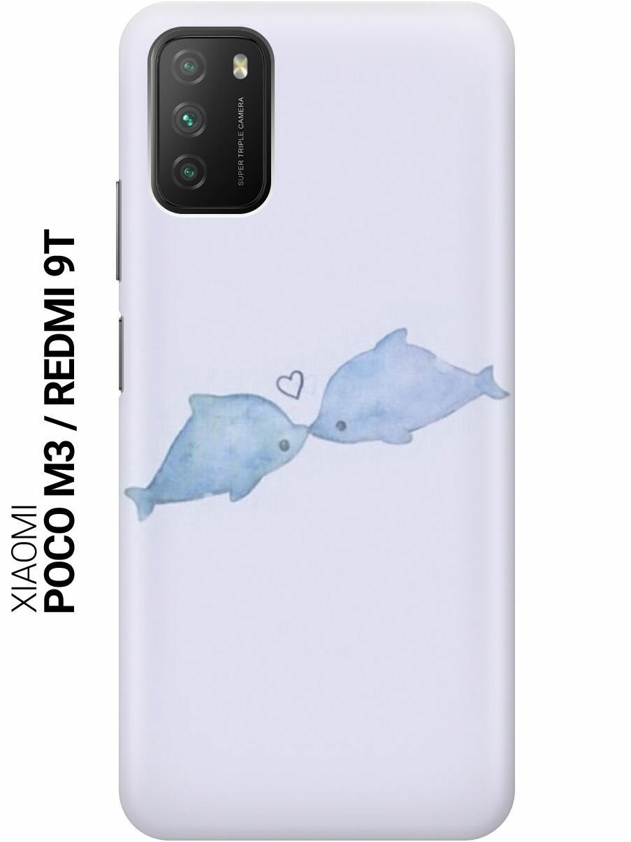 Силиконовый чехол на Xiaomi Redmi 9T, Poco M3, Сяоми Поко М3, Сяоми Редми 9Т с принтом "Дельфинчики"